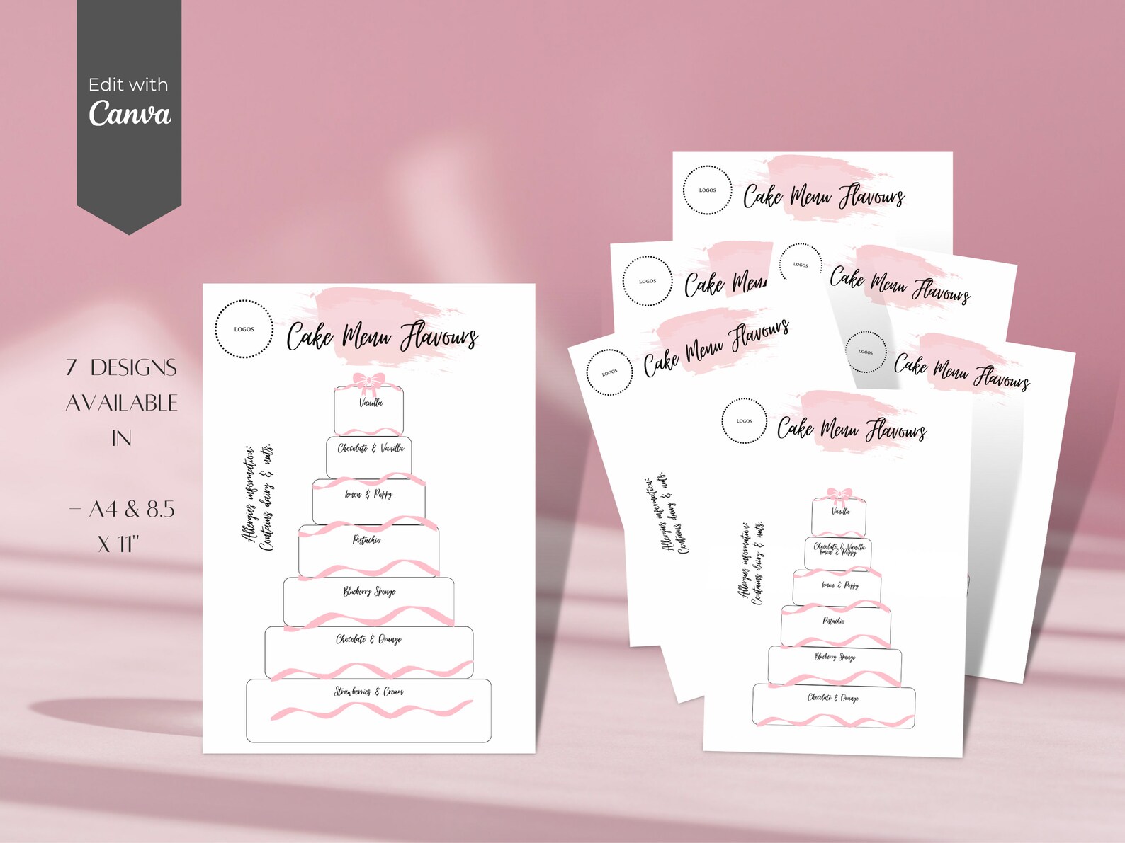 Cake Menu Template, Cake Flavour Sign, Cake Sign, Cake Layer Template ...