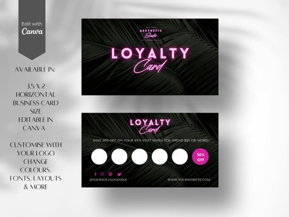Diy Loyalty VIP Rewards Tropical Pink Neon Editable Digital - Etsy