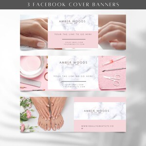 Pink Nail Tech Facebook Banner Templates: Editable Salon Covers ...