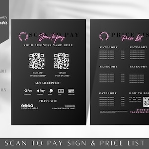 Beauty Printable Pricelist Canva Template, Scan to Pay Template, for ...