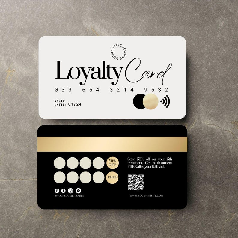 Hair Salon Loyalty Credit Card Template, Editable Canva Design (instant ...