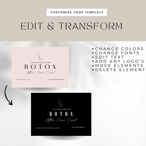 Botox & Filler Aftercare Card Template: Medspa Client Instructions ...