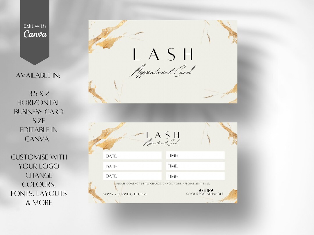 Editable Beauty Business Appointment Card , Minimal Appointment Card ...