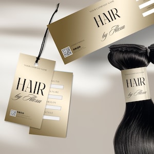 DIY Hair Bundle Tag Template, Gold Luxury, Hair Extension Business,hair ...