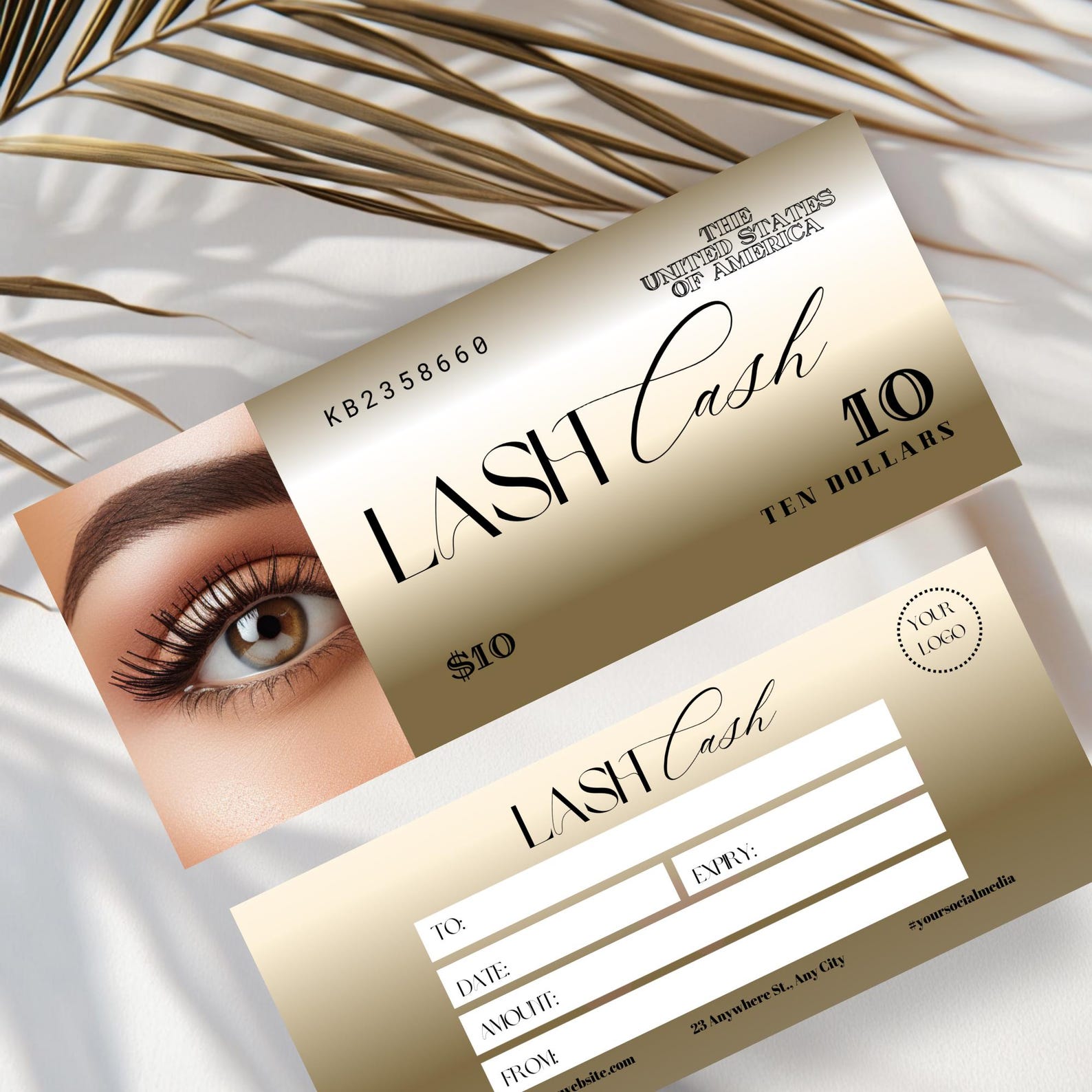 Lash Cash Gift Certificate Template, Beauty Salon Voucher (canva, 8.5x3 ...