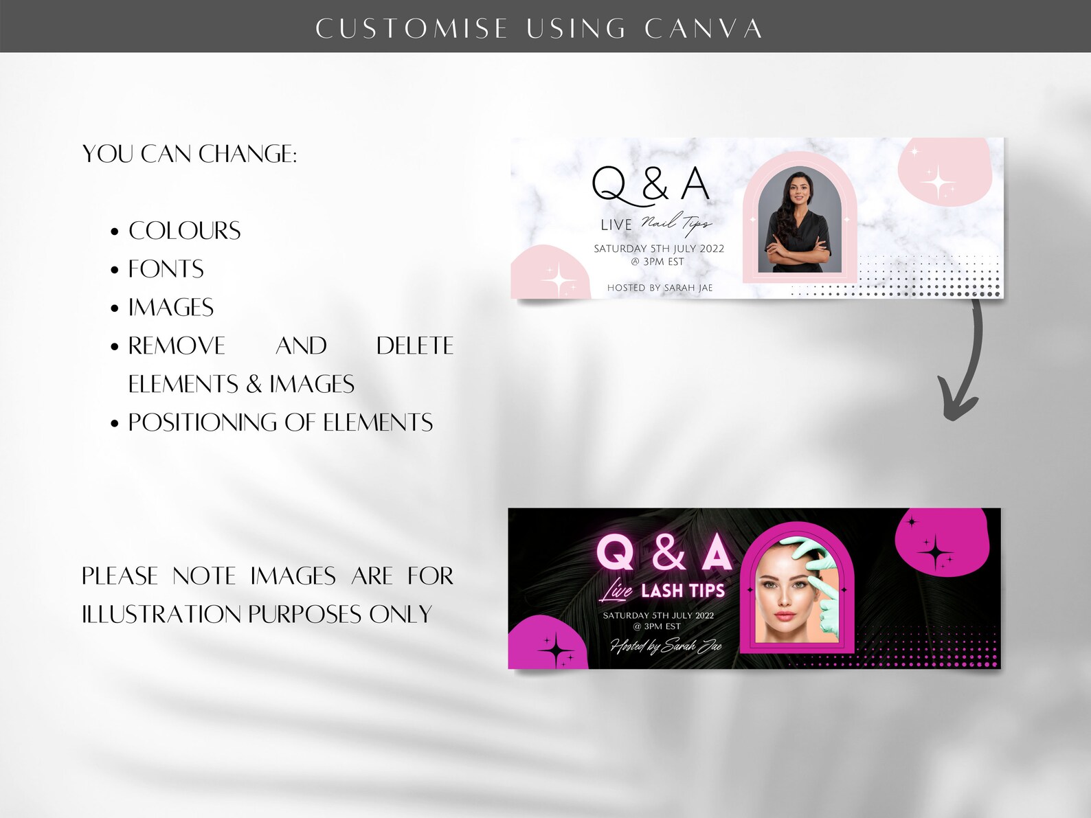 Pink Nail Tech Facebook Banner Templates: Editable Salon Covers ...