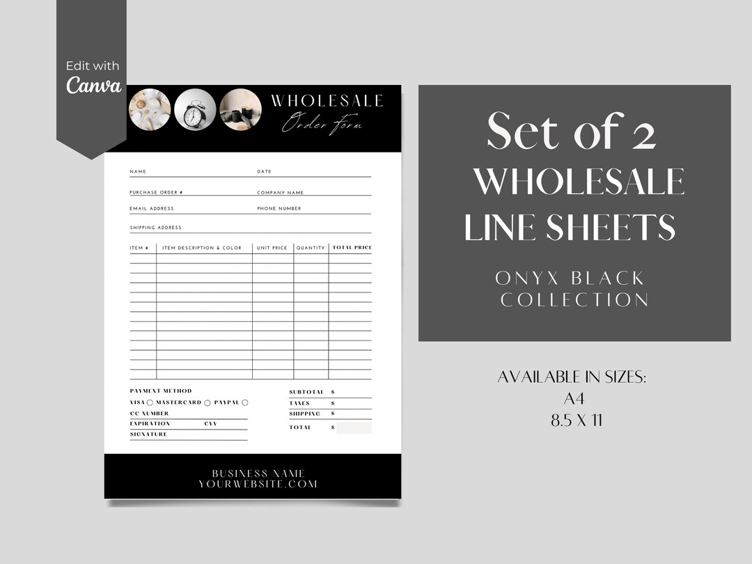 Wholesale Linesheet Template, Wholesale Order Form, Wholesale Order ...