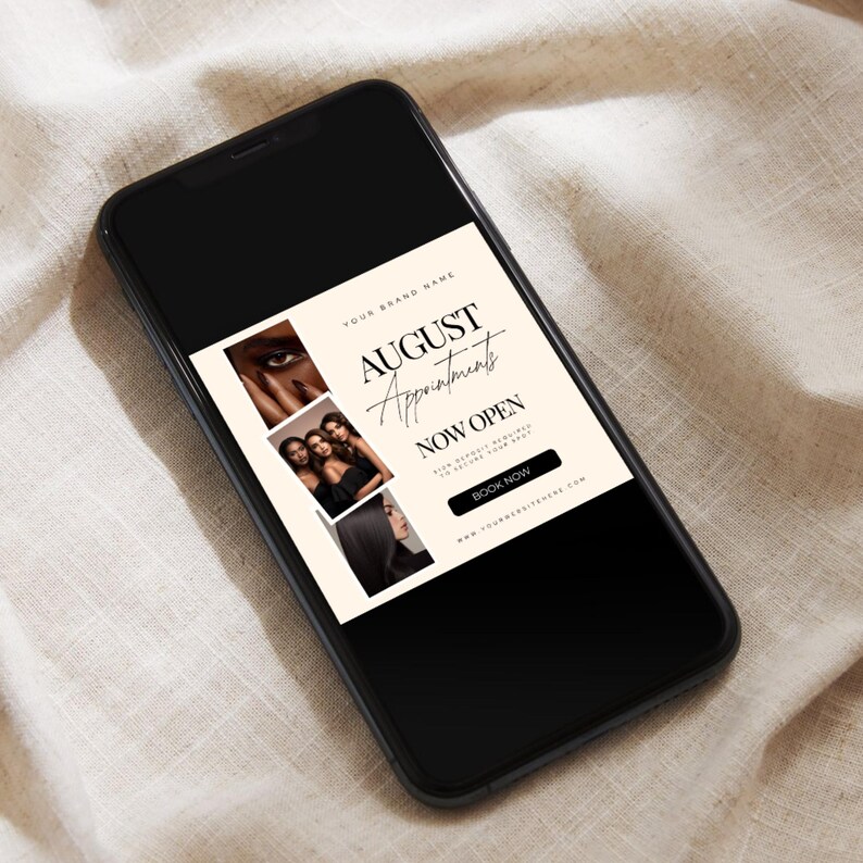 August Booking Flyer Template, Luxury Editable Instagram Promo (digital ...