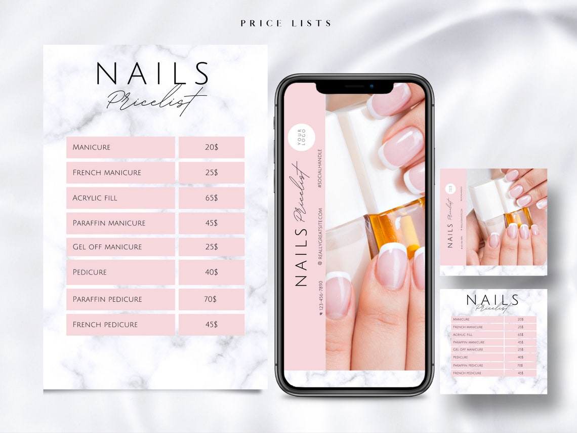 Nail Tech Branding Kit Beauty Templates for Nail Technicians - Etsy