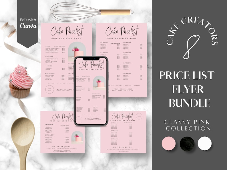 Cake Price List Bakery Menu Template Bakery Price List Cake - Etsy