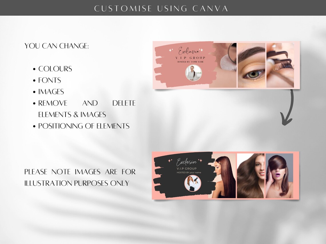 Set of 8 Pink Facebook Cover Template for Lash Techs - Etsy