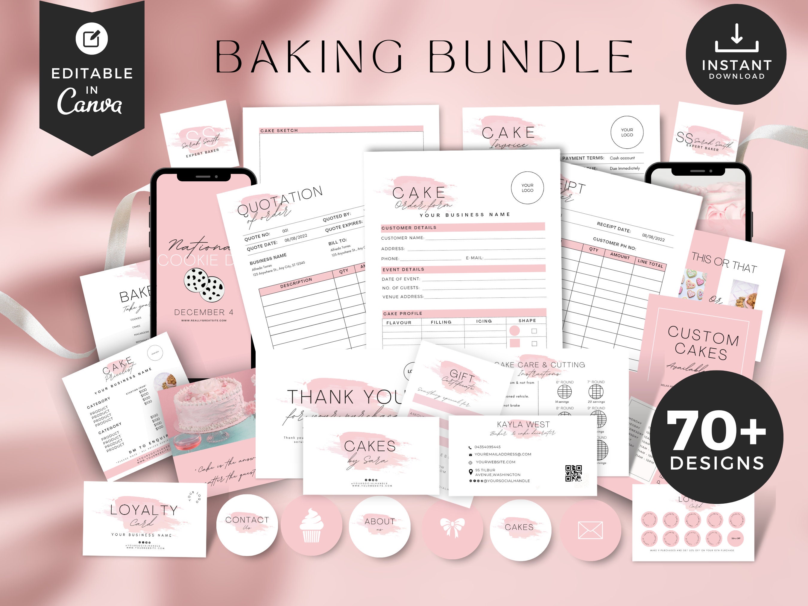 Bakery Business Branding Kit: Cake Order Forms & Instagram Posts (canva ...