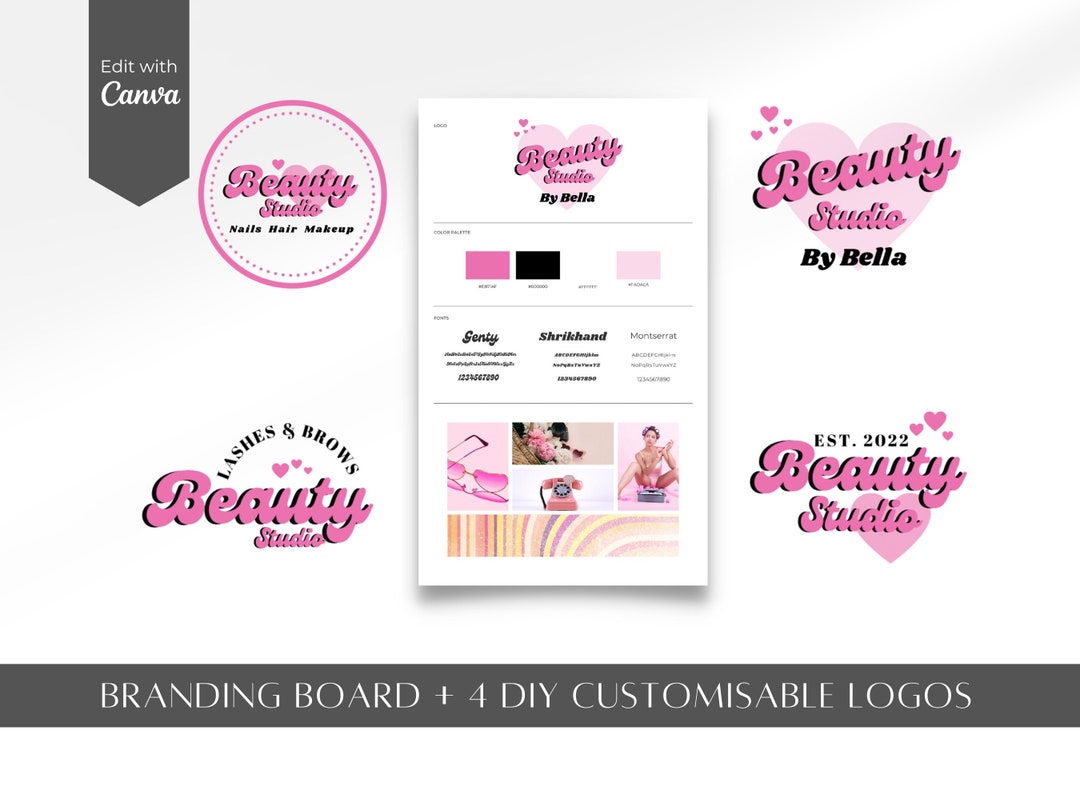 Pink Retro Beauty Logo Template , Retro Logo Design, Salon Logo ...