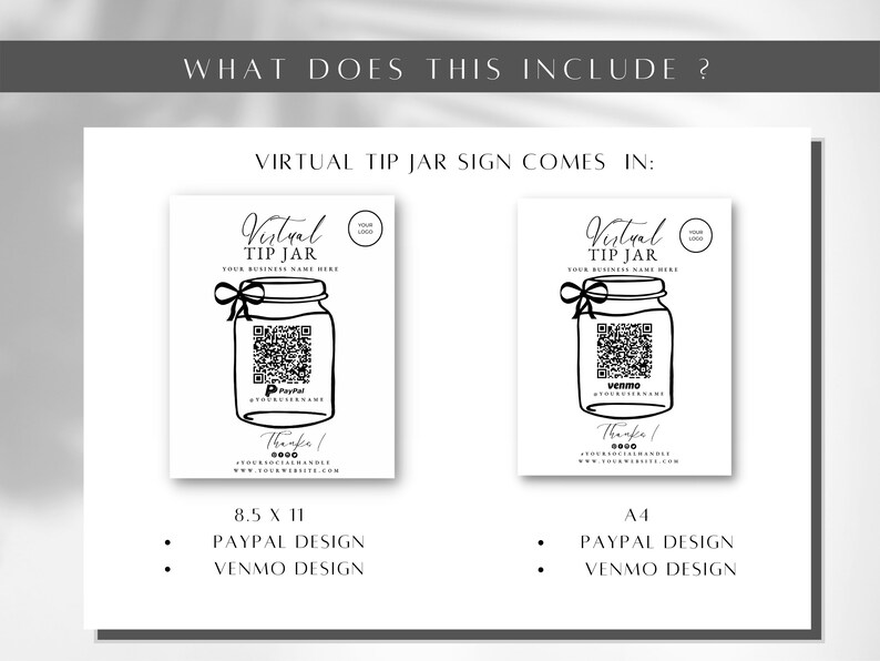 Printable Virtual Tip Jar Editable Venmo Payment Sign QR - Etsy