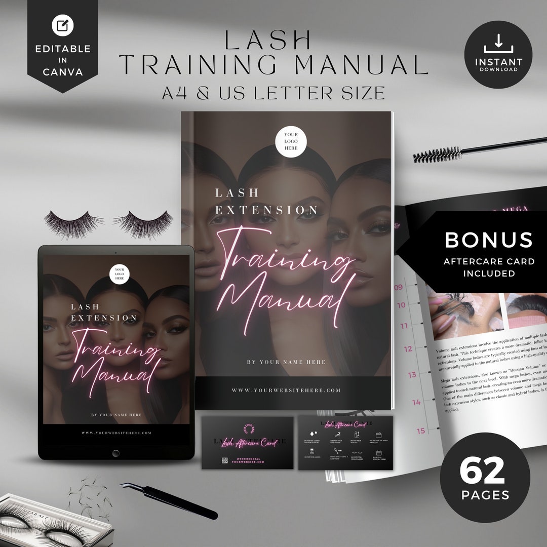 Lash Extension Training Template, Lash Extension Training Manual, Lash ...