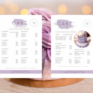 Cake Price List, Bakery Menu Template, Bakery Price List, Cake Social ...
