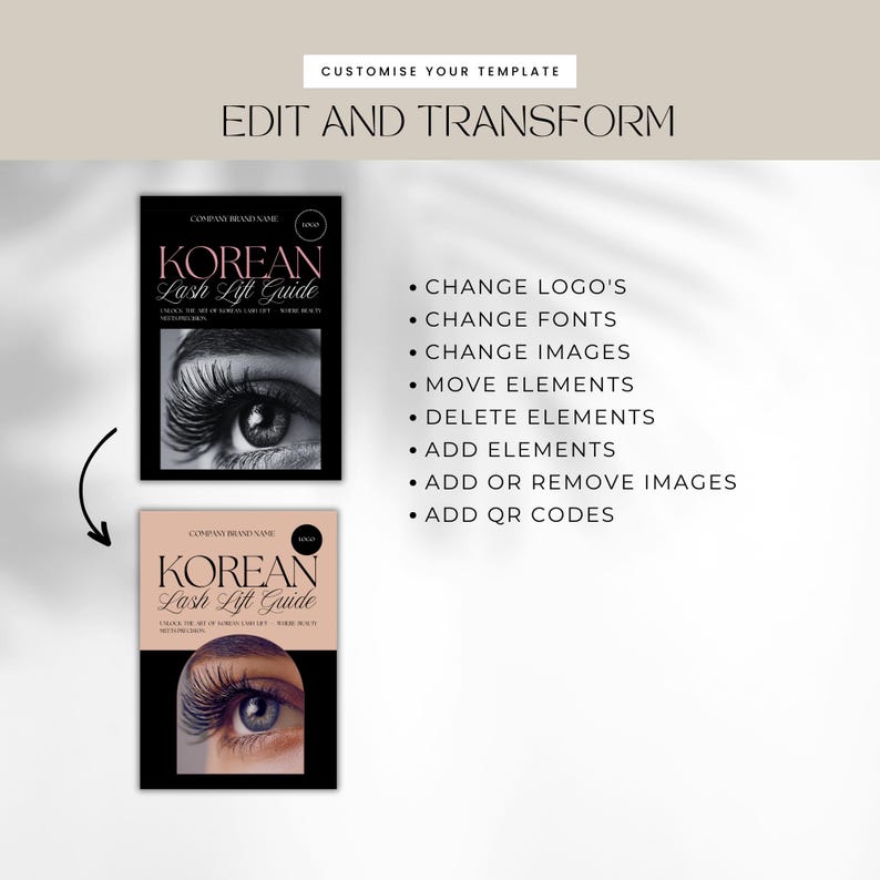 Korean Lash Lift and Lash Extension Training Manual, Editable Canva ...