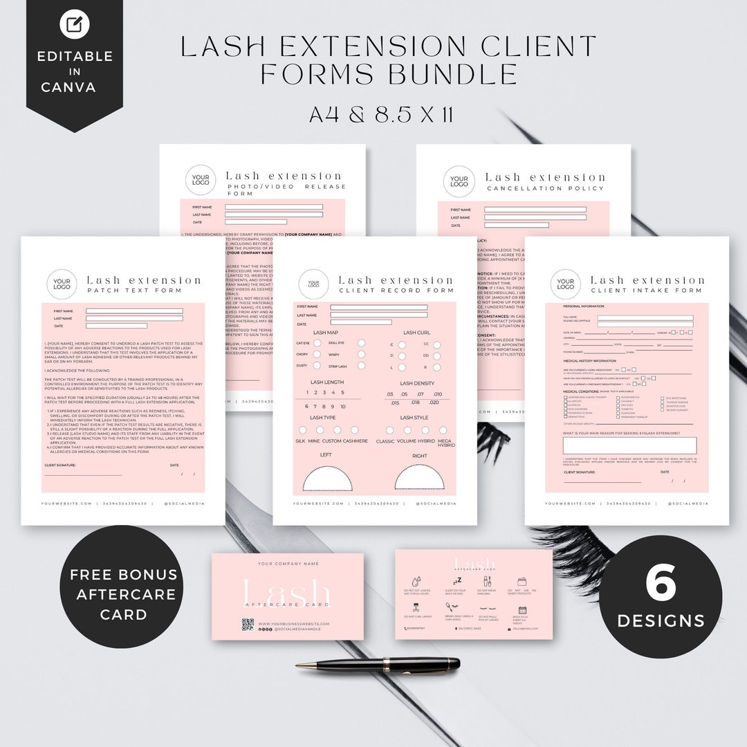 Lash Client Record Form, Extension Consent Form, Cancellation Policy ...