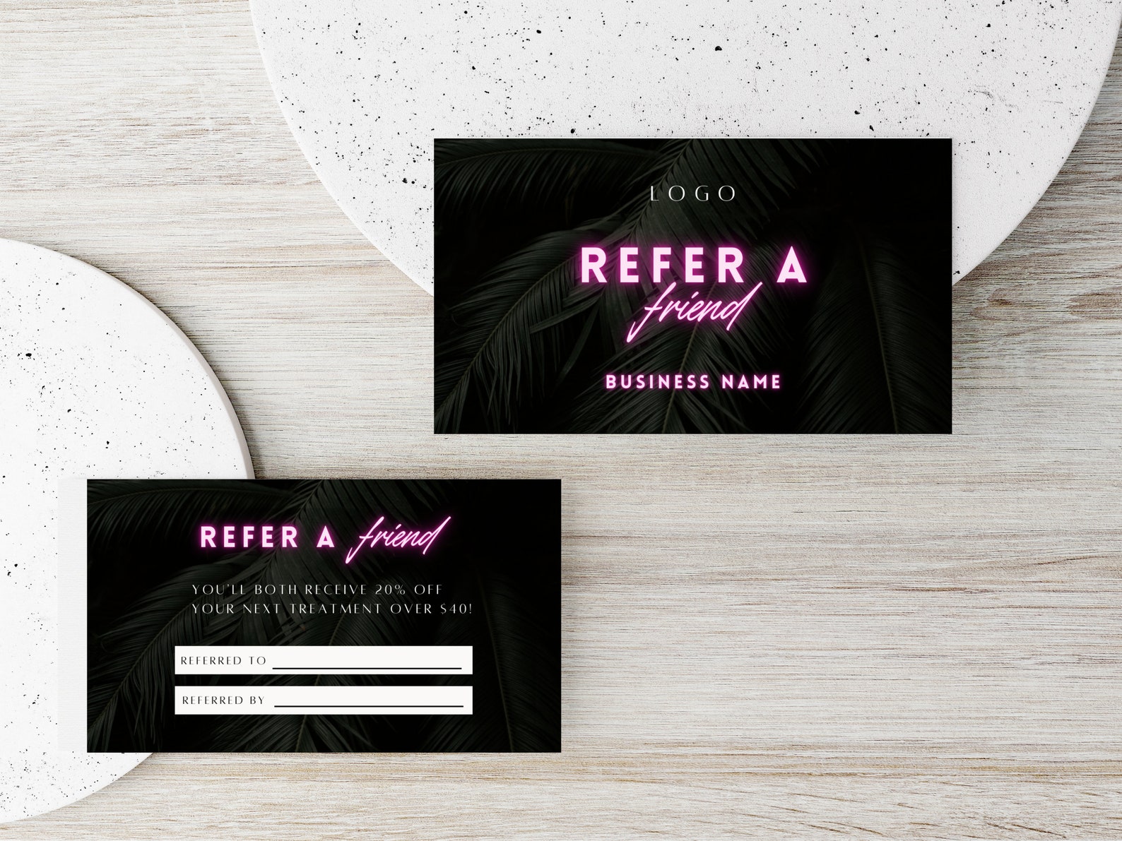 Tropical Refer a Friend Card: DIY Loyalty Template (canva) - Etsy