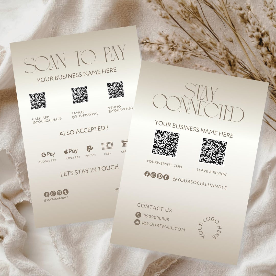 Scan to Pay Sign Canva,luxury, Editable Canva QR Code Design, Custom ...