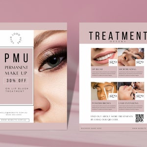 Pmu Permanent Make Up, Beauty Flyer, Skincare Makeup, Canva Flyer