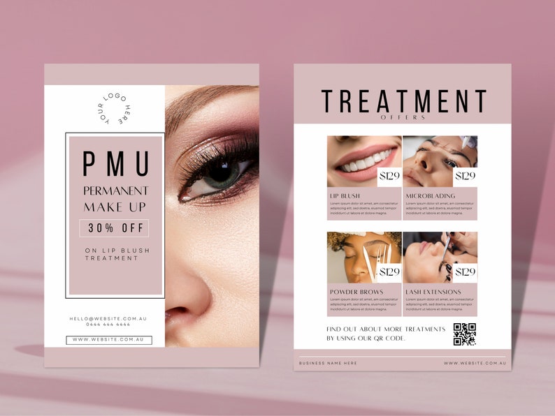 PMU Permanent Make Up Beauty Flyer Skincare Makeup Canva - Etsy