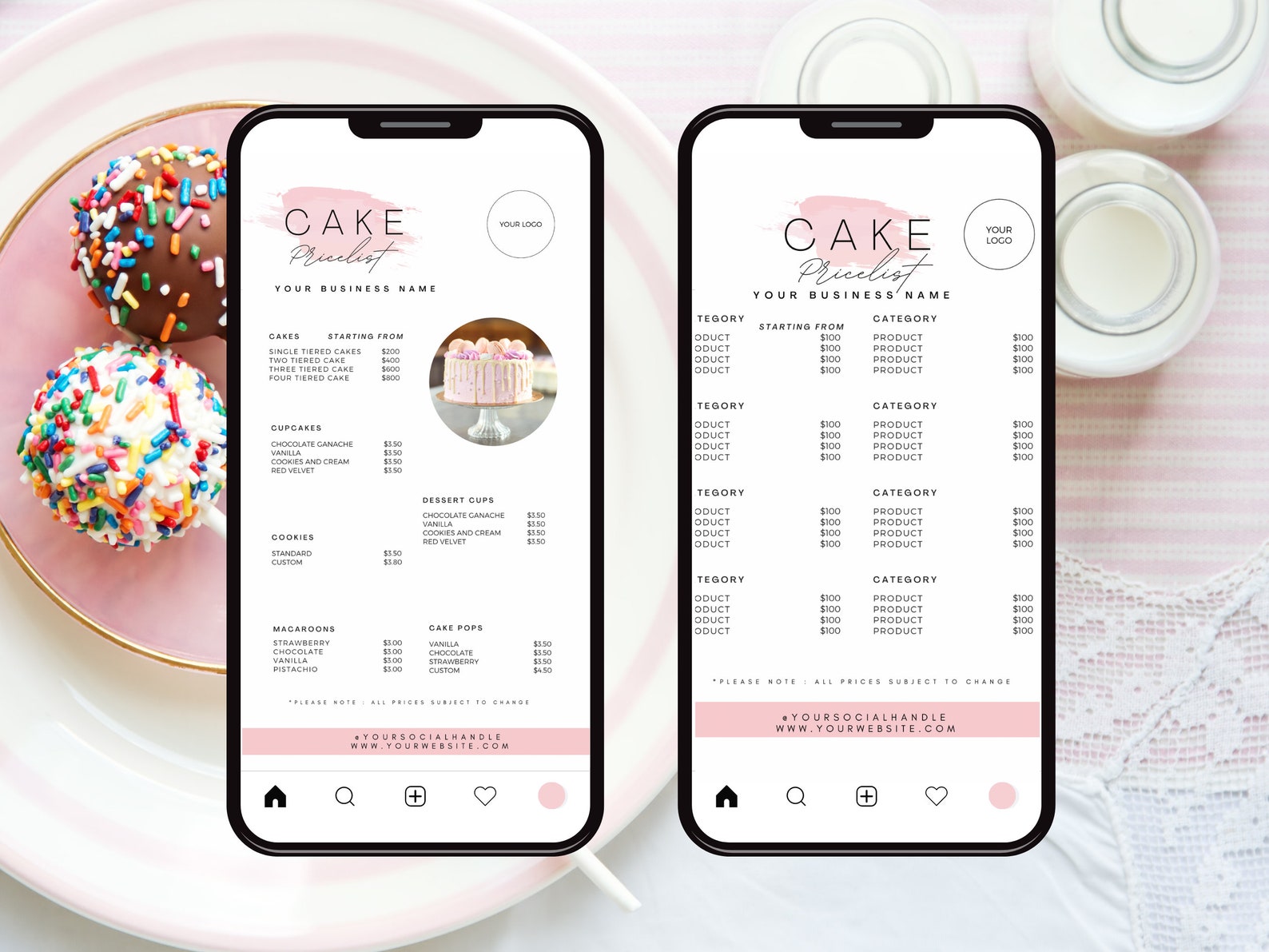 Cake Price List Bakery Menu Template Bakery Price List Cake - Etsy