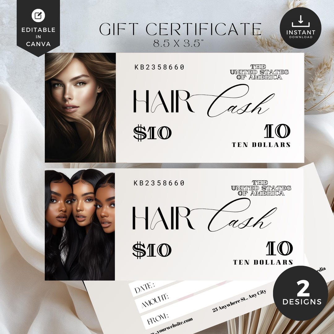 Hair Gift Certificate,canva Template,editable Hair Cash Beauty Voucher ...