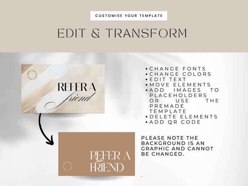 Editable Referral Card Template, Minimalist Nude Design (canva) - Etsy UK