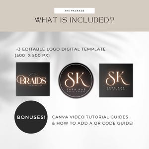 Hair Braider Logo, Logo Branding, 3 Logo Templates, Canva Diy Logo ...