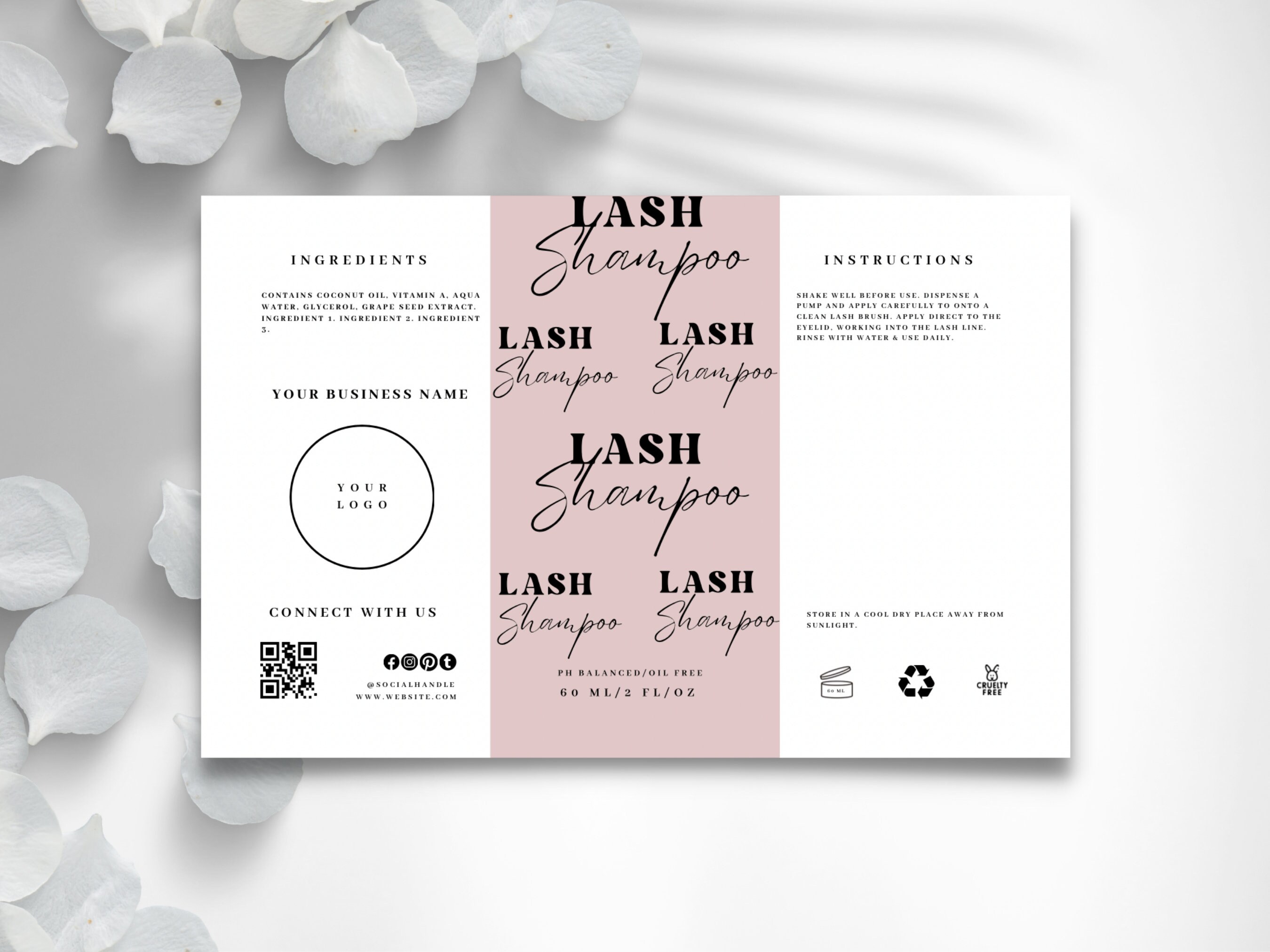 DIY Lash Shampoo Label Template: Editable Wrapper Sticker (digital ...