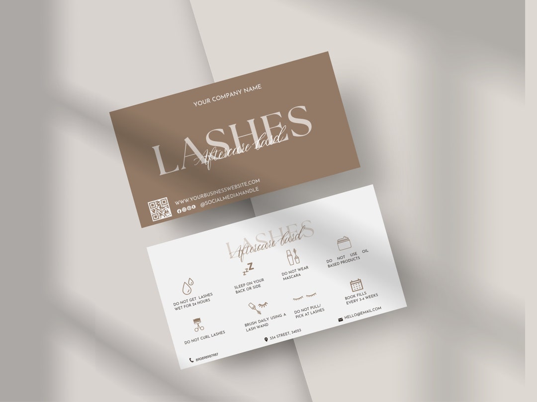 Aftercare Card Lash Business Card, Lash Care Card,lash Loyalty Card ...