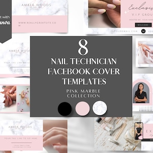 Pink Nail Tech Facebook Banner Templates: Editable Salon Covers ...