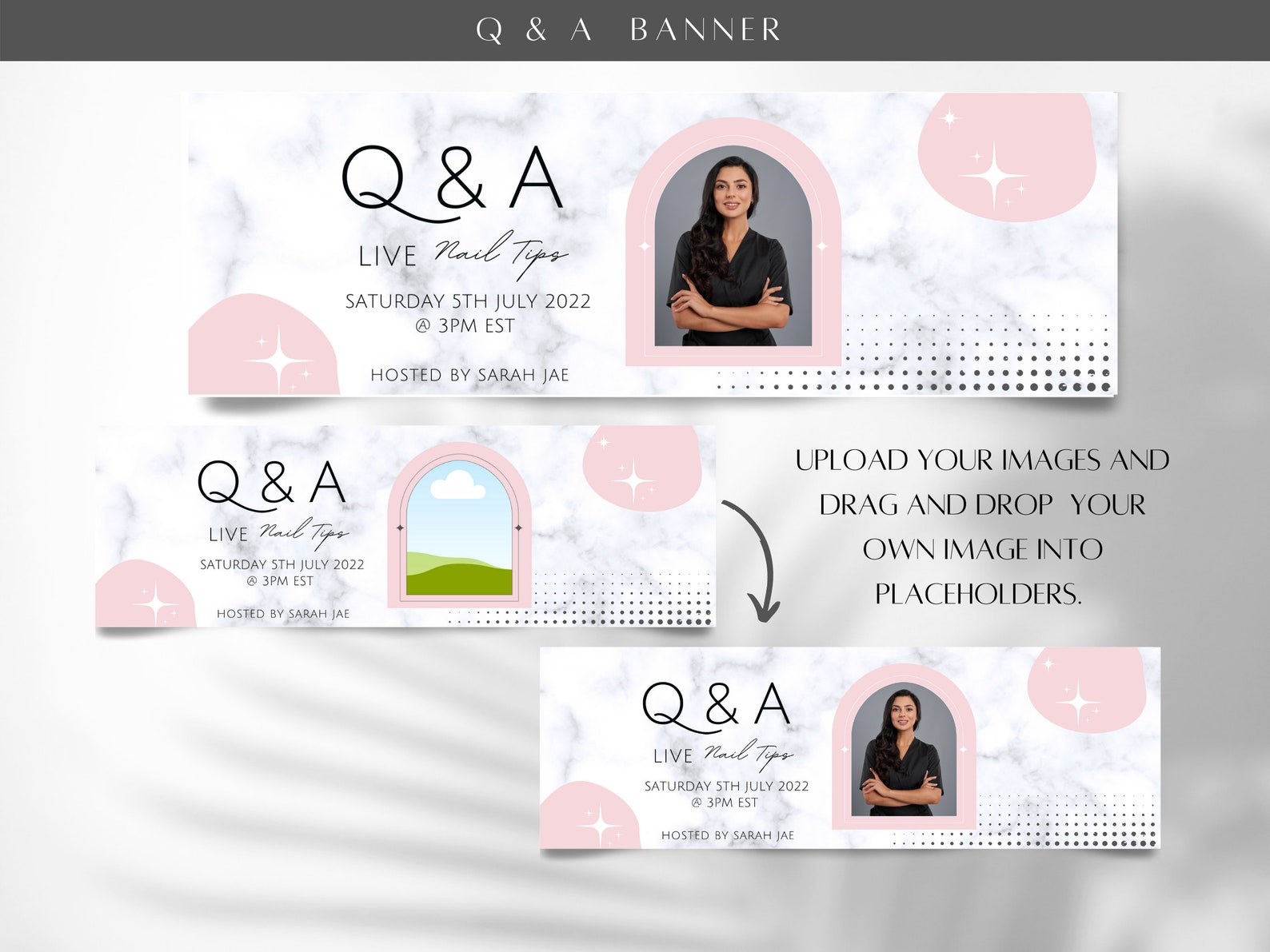 Pink Nail Tech Facebook Banner Templates: Editable Salon Covers ...