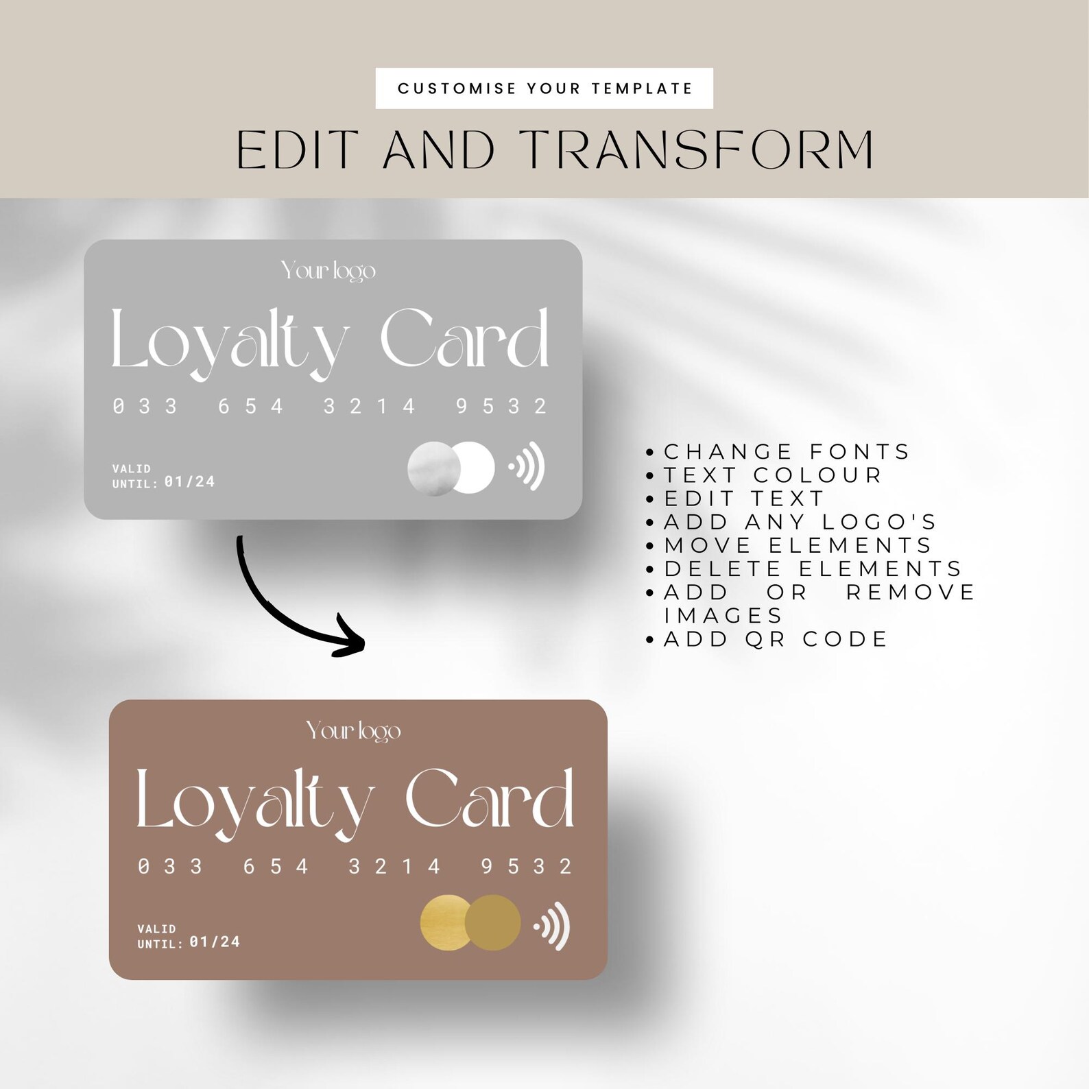 Silver Grey Loyalty Credit Card Template, Beauty Salon (canva Editable ...