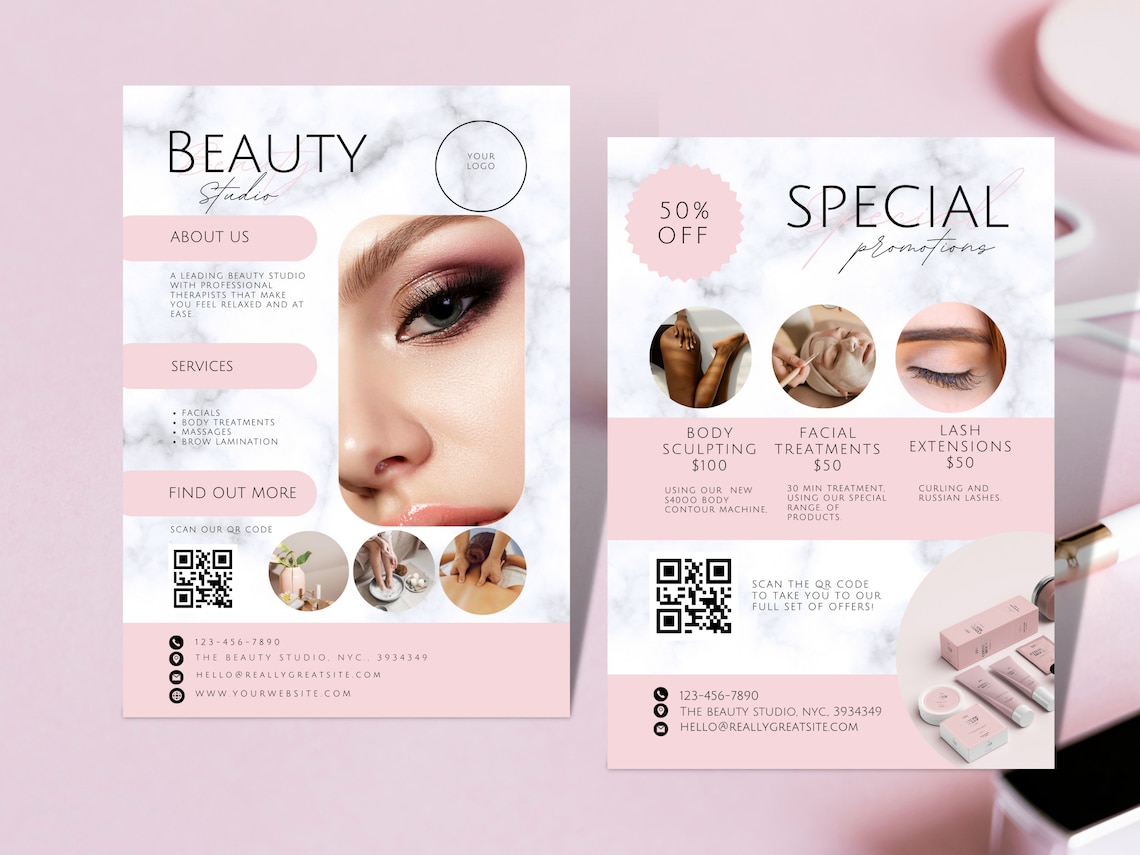 Beauty Flyer Skincare Makeup Canva Flyer Template Beauty - Etsy