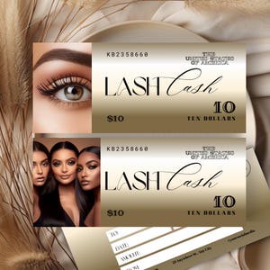 Lash Cash Gift Certificate Template, Beauty Salon Voucher (canva, 8.5x3 ...
