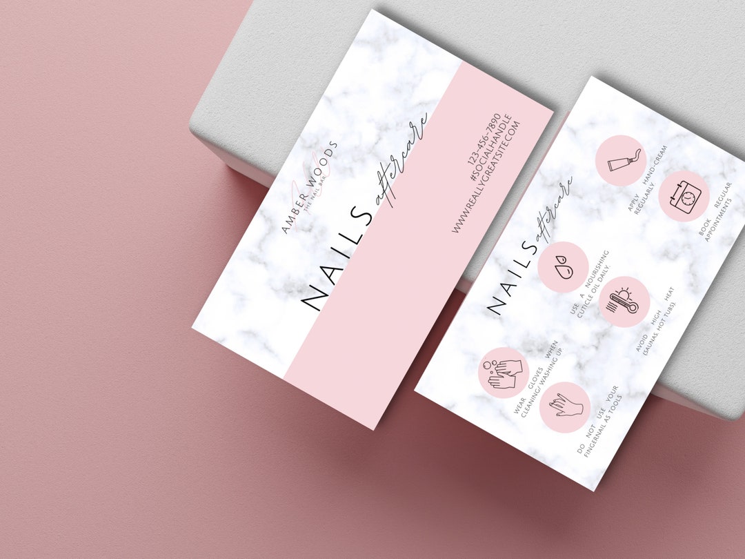 Nail Care Card Template, Nail Salon Card for Nail Tech, Nails Business ...