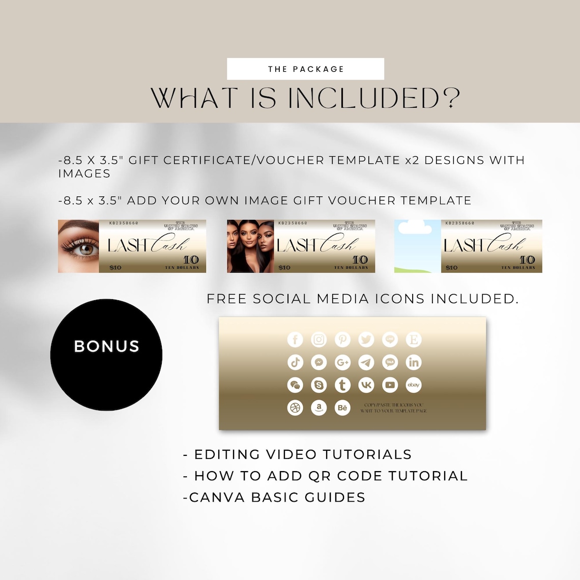 Lash Cash Gift Certificate Template, Beauty Salon Voucher (canva, 8.5x3 ...