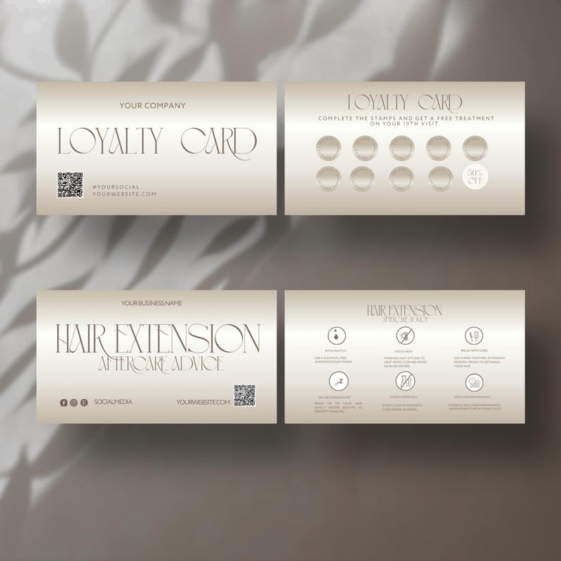 Hair Extension Business Branding Kit: Bundle Wrap, Tags, Loyalty Card ...