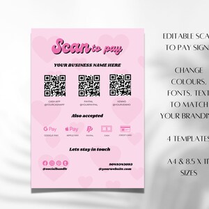 Pink Retro Scan to Pay Template, Scan to Pay Template, Scan to Pay Sign ...