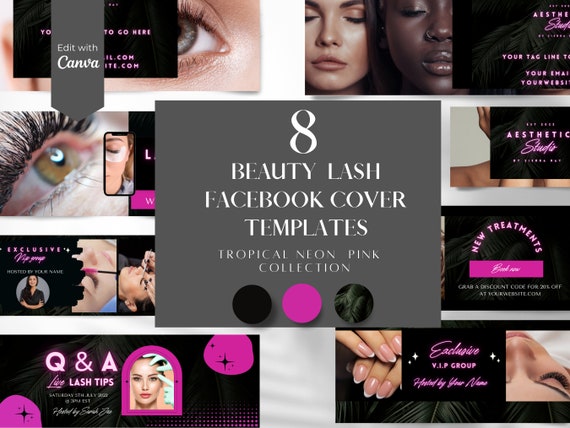 Set of 8 Facebook Cover Template for Lash Techs Beautician - Etsy