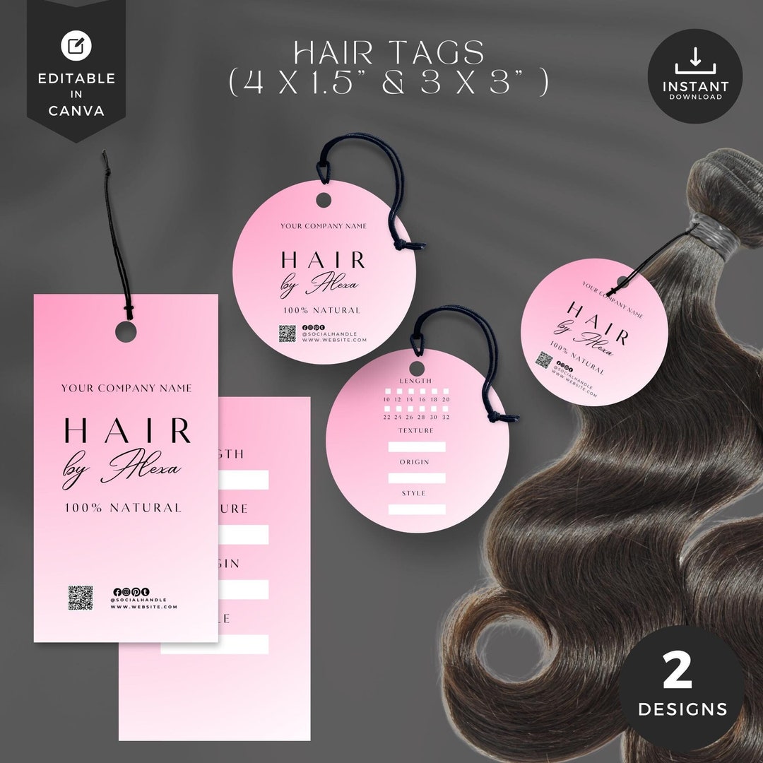DIY Hair Bundle Tag Template,thank You Card,hair Extension Business ...