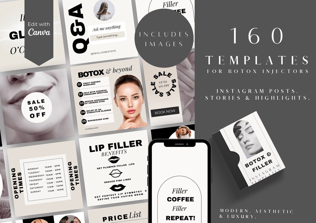 160 Botox and Filler Instagram Templates: Medspa Esthetician Posts ...