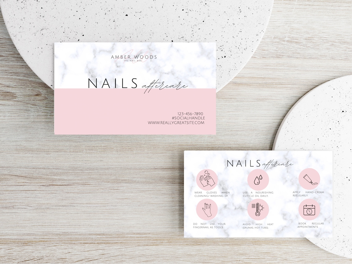 Nail Care Card Template Nail Salon Card for Nail Tech Nails - Etsy