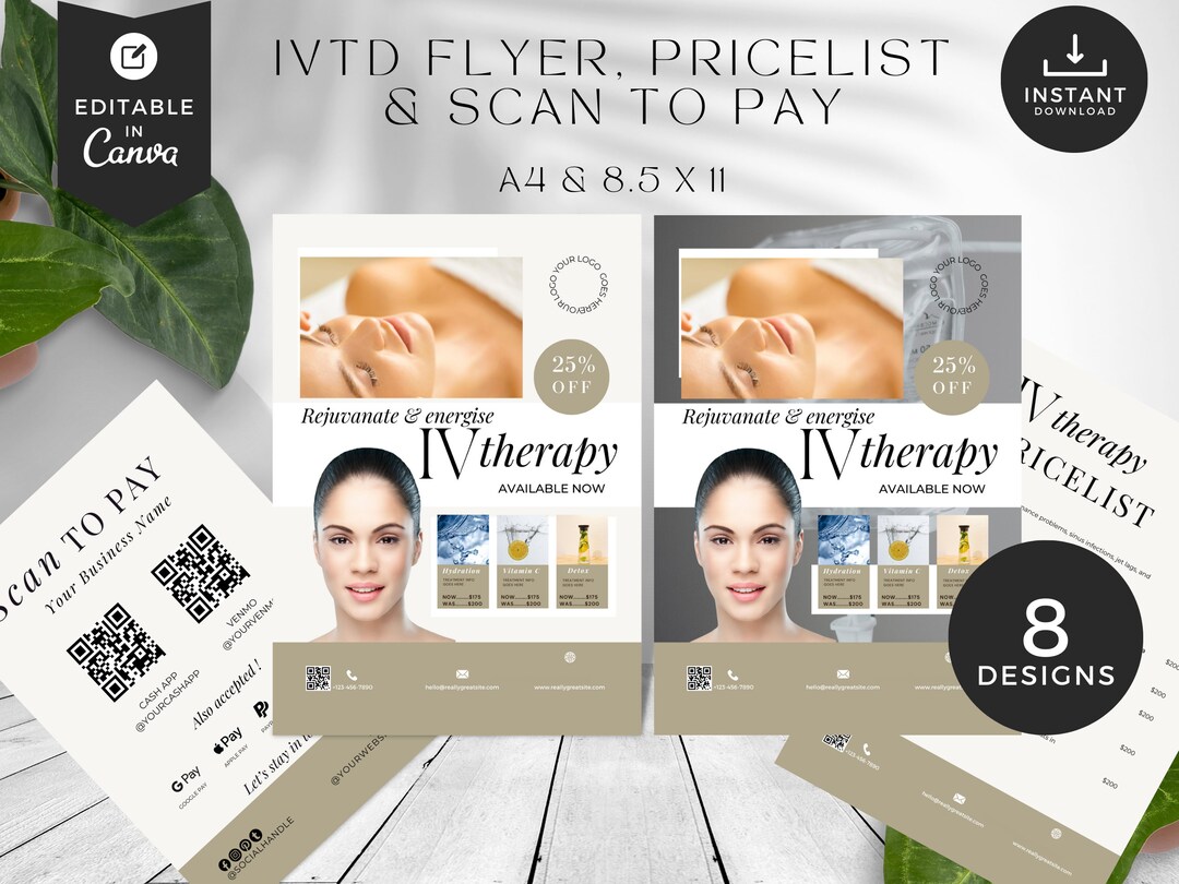 Iv Therapy Marketing, Digital Download , Iv Drip Flyer, IV Therapy ...