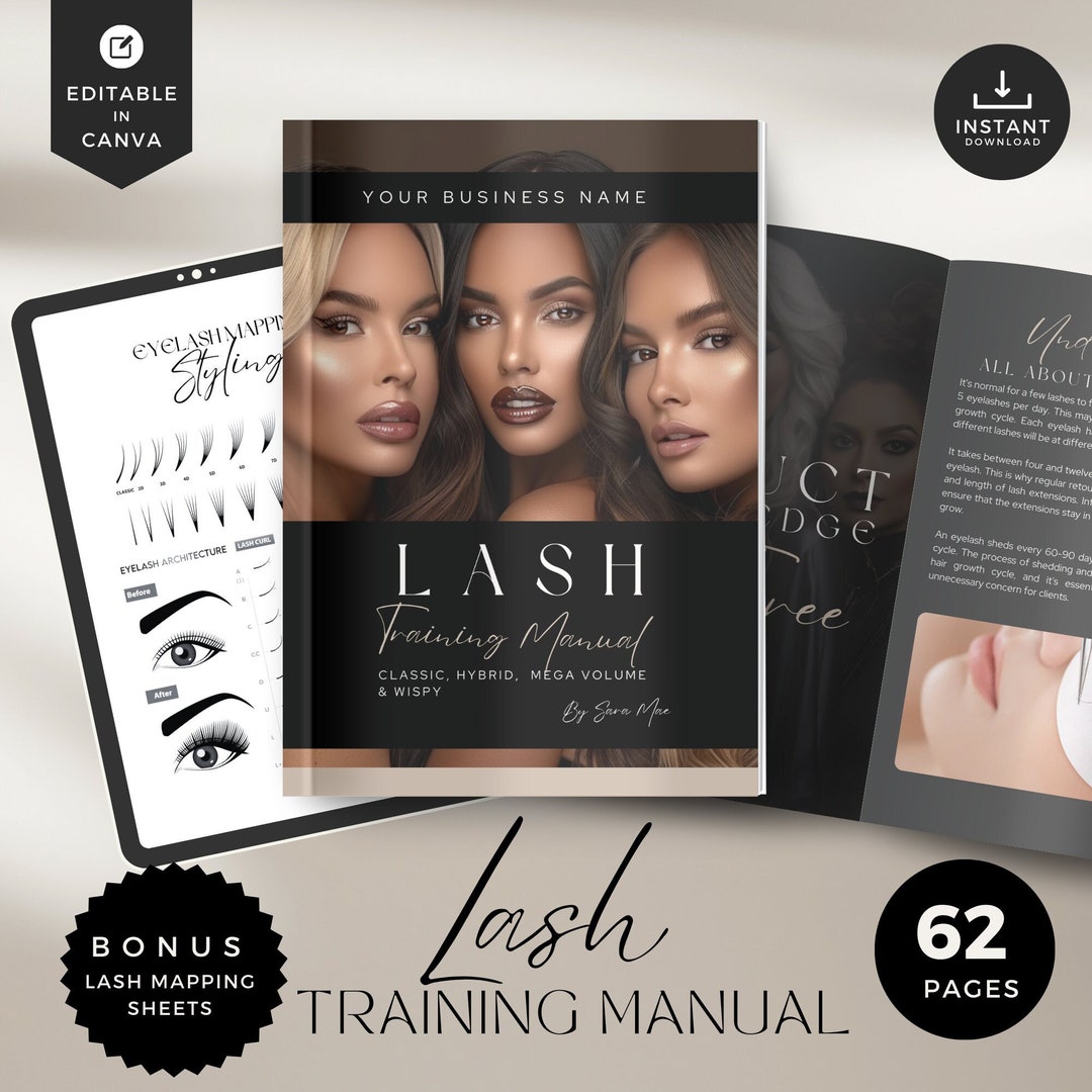 Lash Extension Training Template, Lash Extension Training Manual, Lash ...