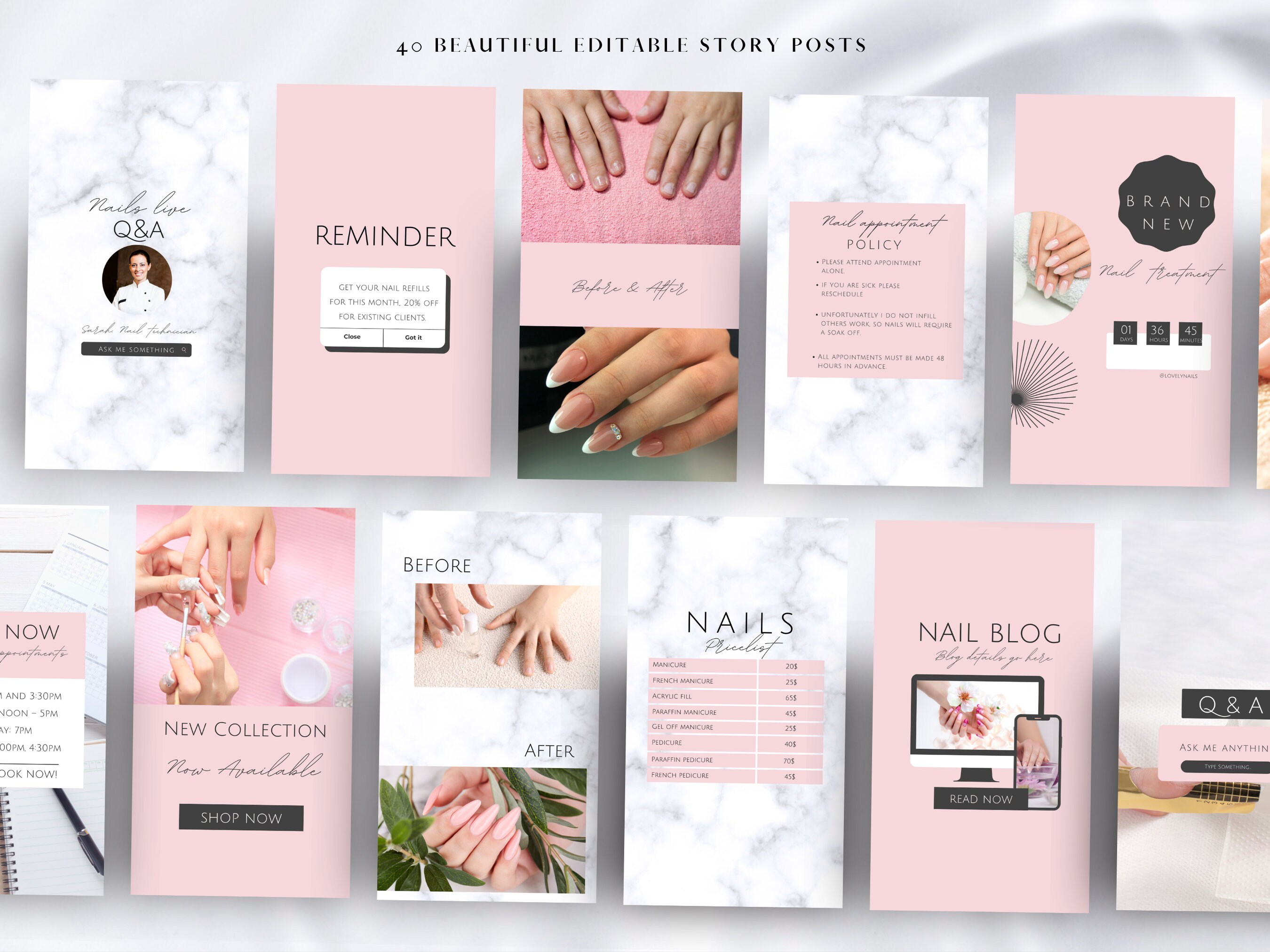 Nail Tech Branding Kit Beauty Templates for Nail Technicians - Etsy