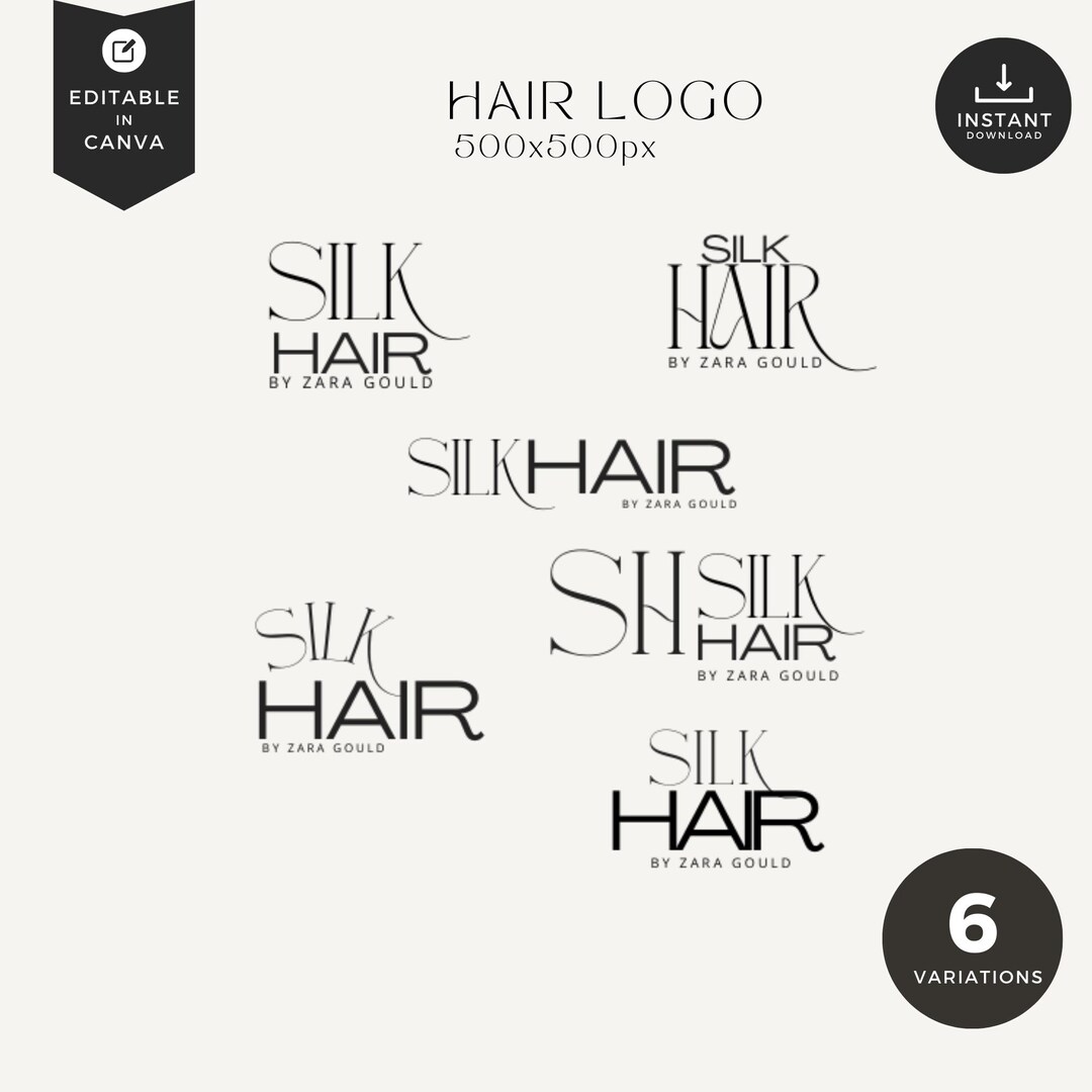 Hair Logo Design, DIY Beauty Logo Template, Editable Hair Branding ...
