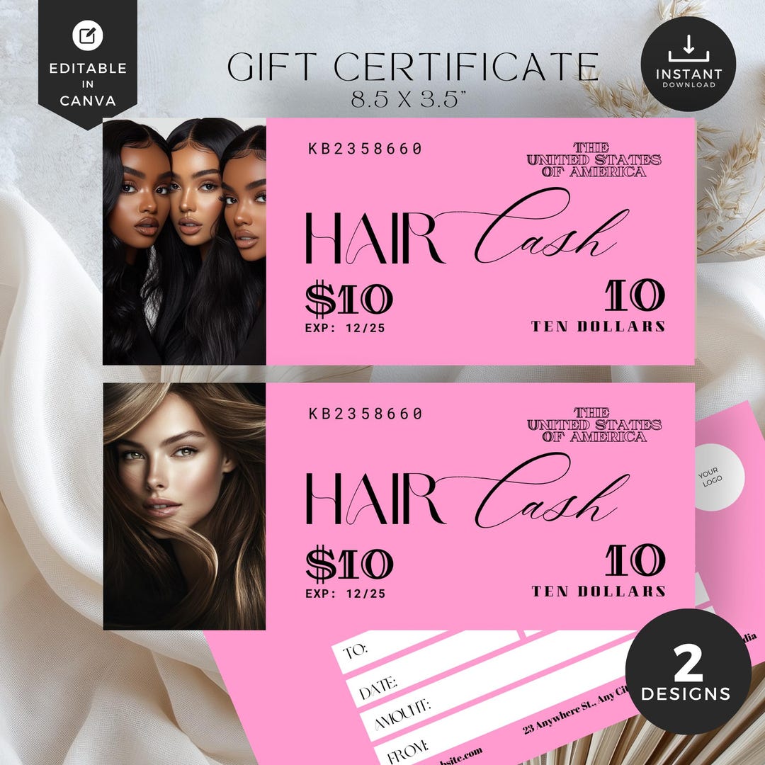 Hair Voucher Gift Certificate,canva Template,editable Hair Cash Beauty ...